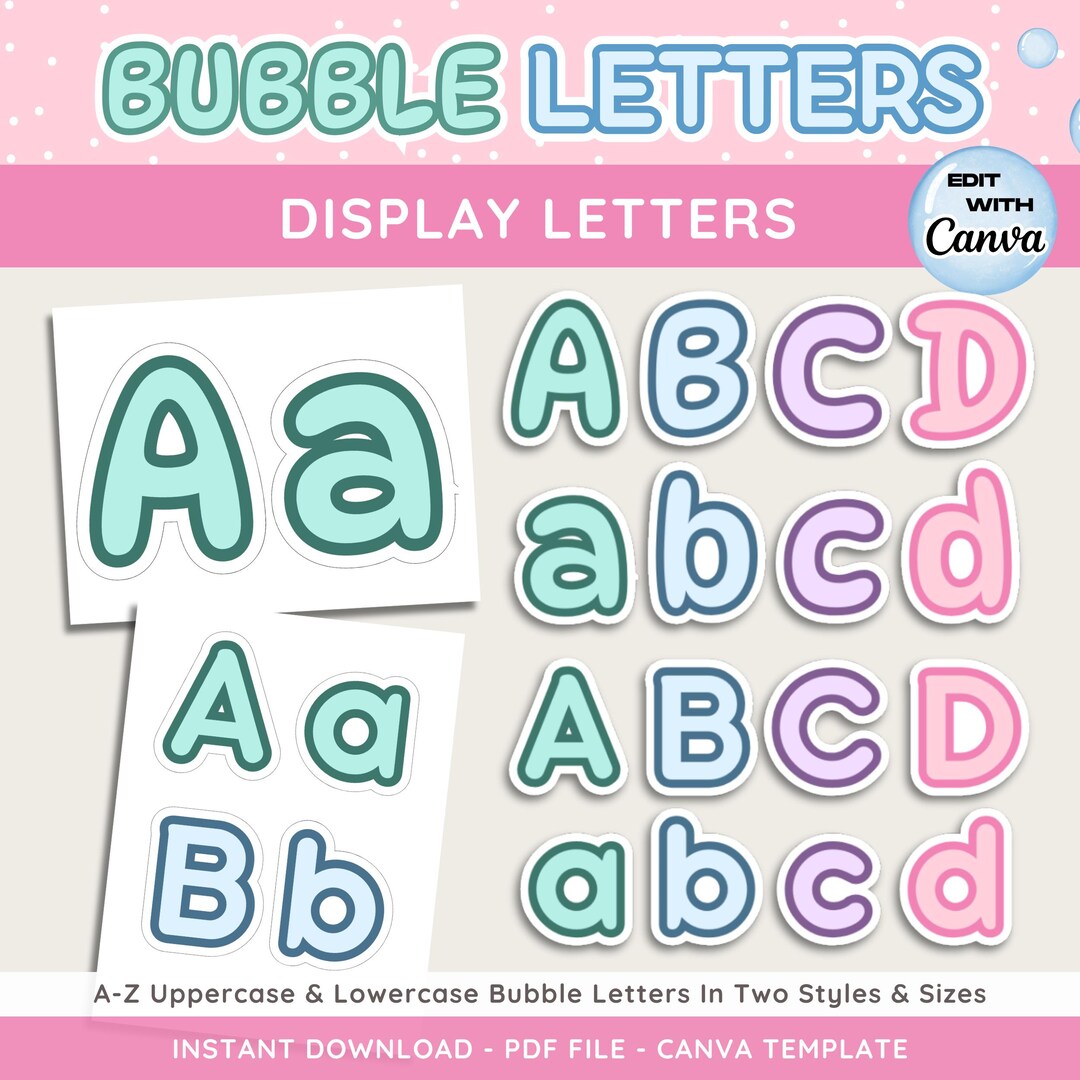 Pastel Bubble Bulletin Board Letters: Editable A-Z Cut Out Display ...