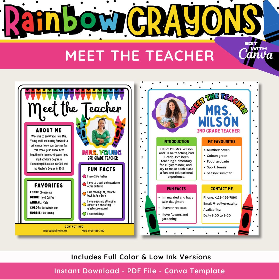 Rainbow Crayon Meet the Teacher Letter Template: Editable Printable ...