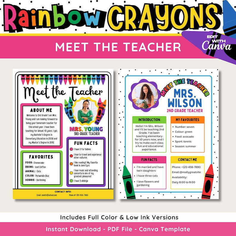 Rainbow Crayon Meet the Teacher Letter Template: Editable Printable ...