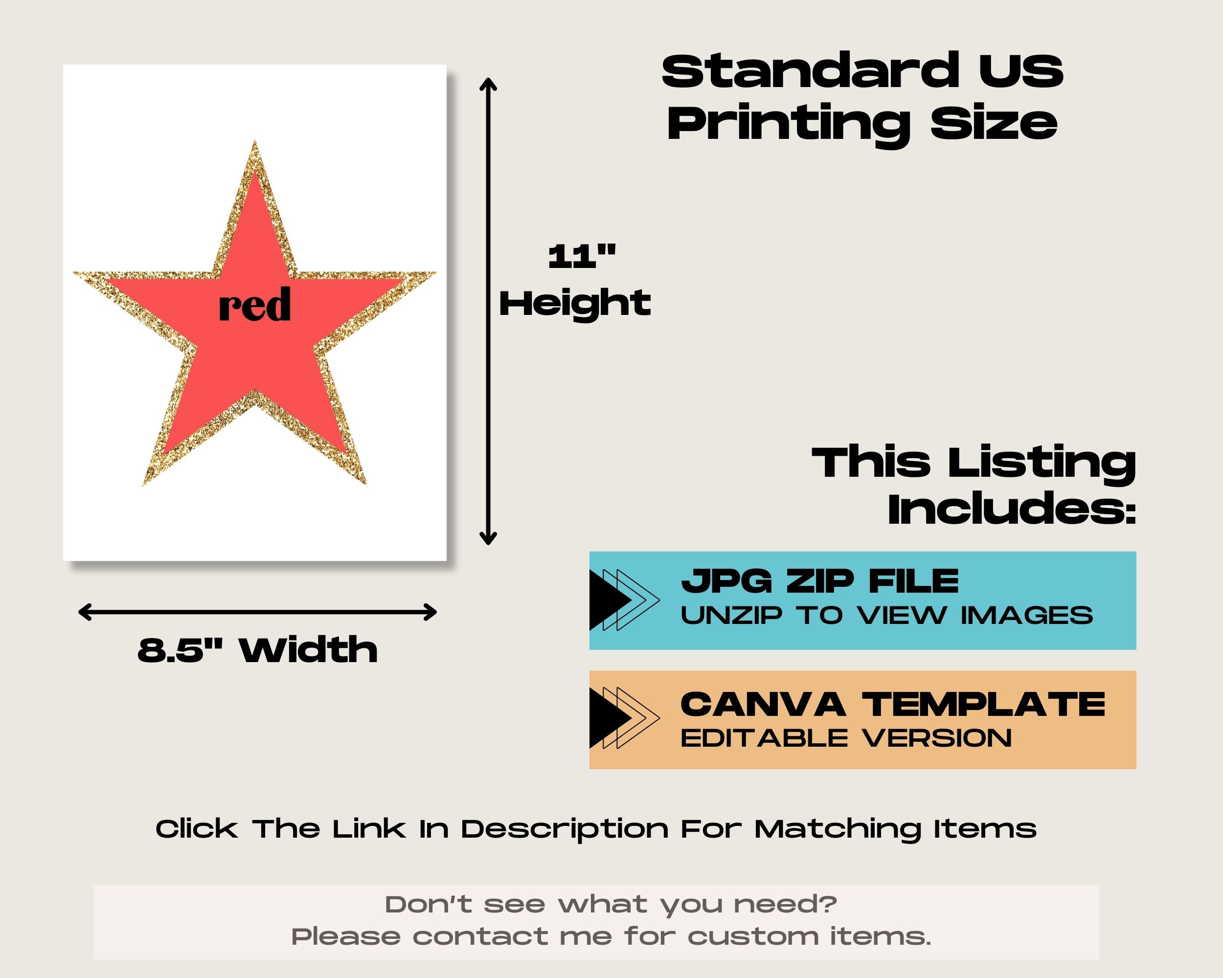 Glitter Sparkle Color Posters, Printable & Editable Color Prints, Basic ...