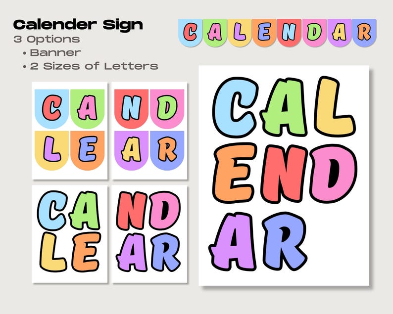 School Theme Calendar Bundle, Printable & Editable Classroom Calendar ...