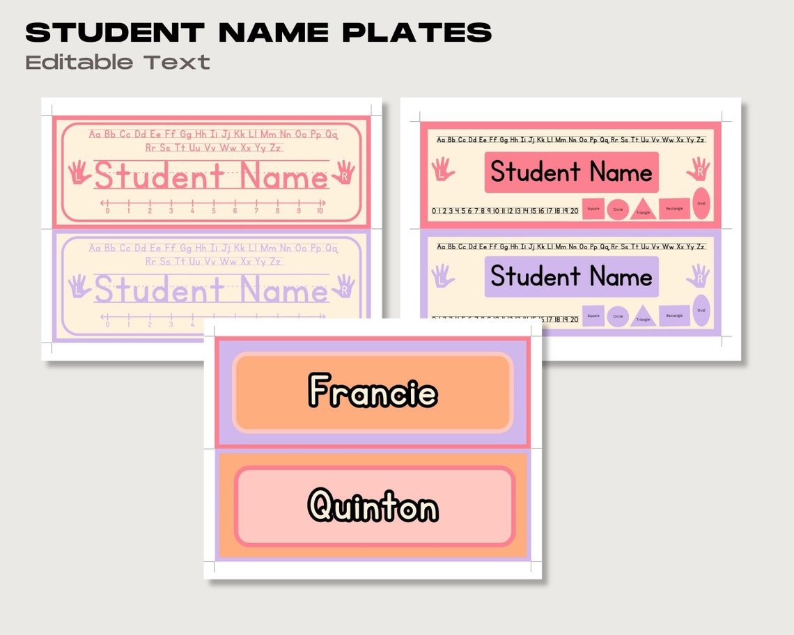 Retro Student Name Plates, Printable & Editable Classroom Name Tags ...
