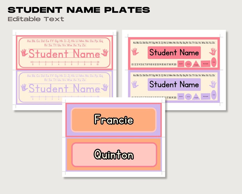Retro Student Name Plates, Printable & Editable Classroom Name Tags ...