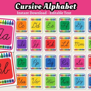 Rainbow Crayons Alphabet Bundle Editable Classroom Alphabet - Etsy