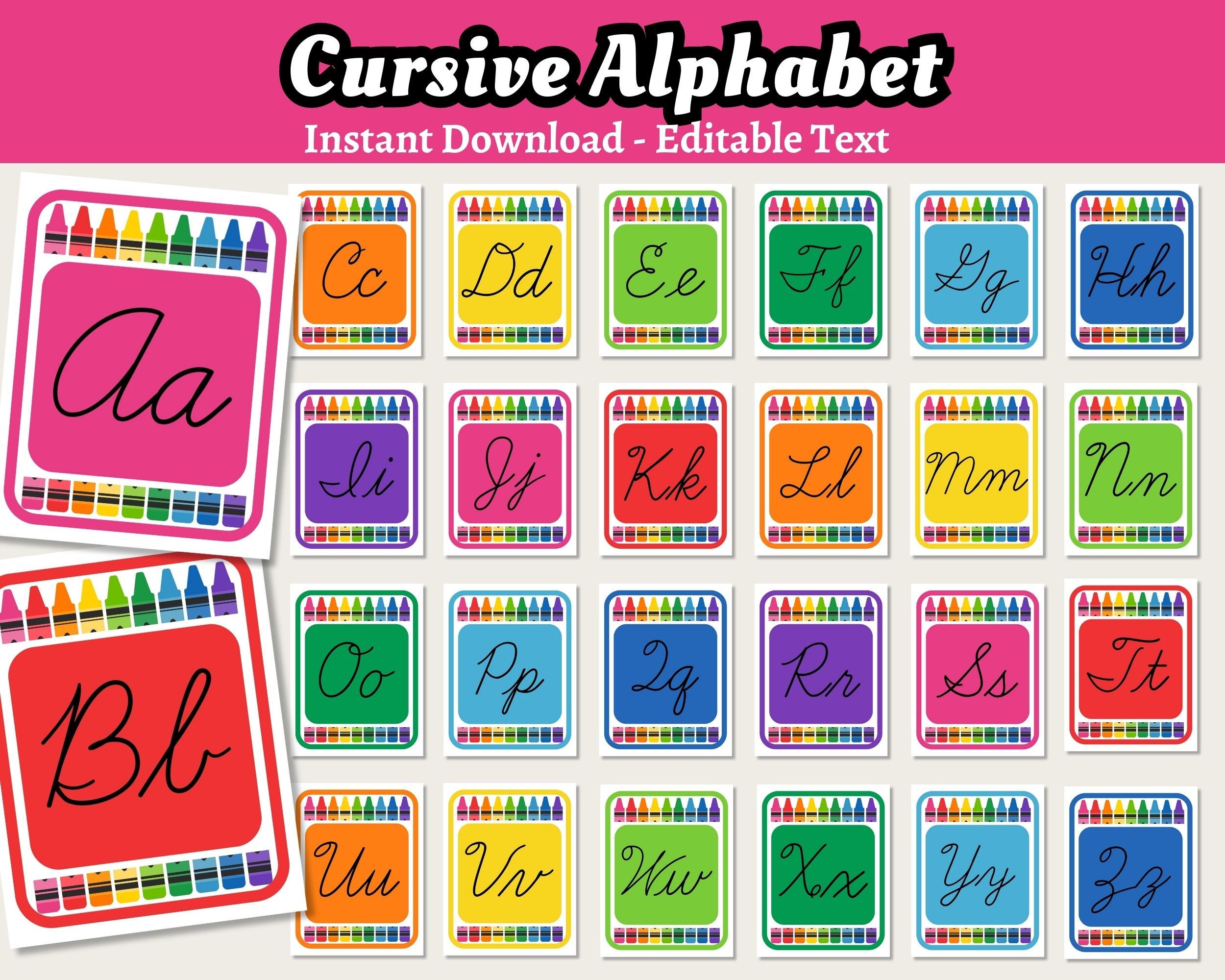 Rainbow Crayons Alphabet Bundle, Editable Classroom Alphabet, Canva ...
