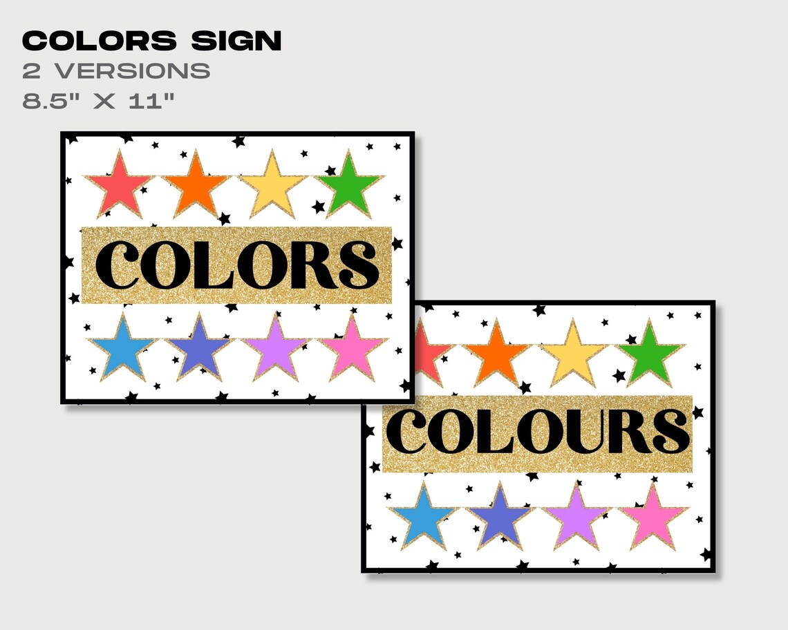 Glitter Sparkle Color Posters, Printable & Editable Color Prints, Basic ...