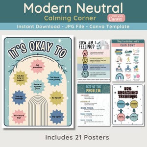 Calming Corner Posters, Breathing Exercises, Printable & Editable ...