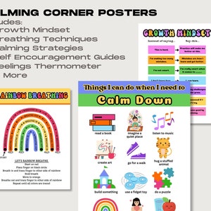 Glitter Calming Corner, Printable & Editable Growth Mindset, Breathing ...