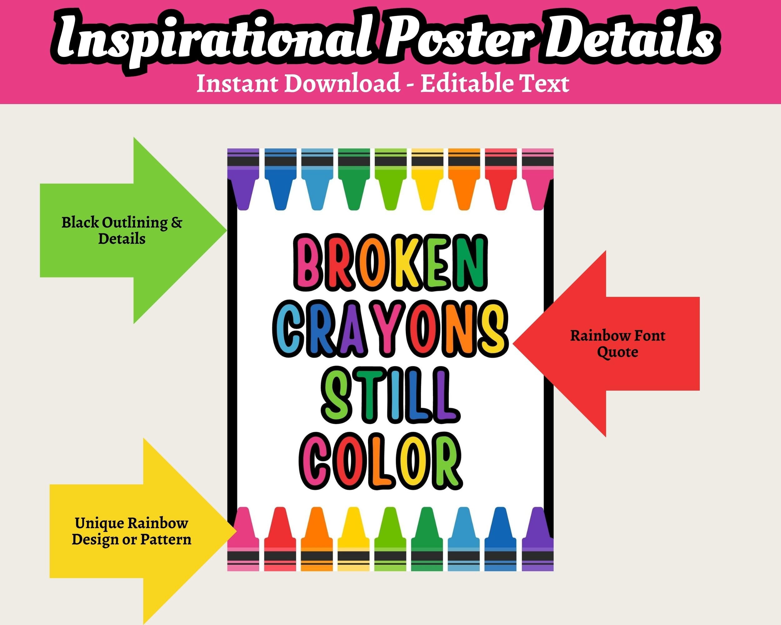 Rainbow Crayon Inspirational Posters Editable Classroom - Etsy