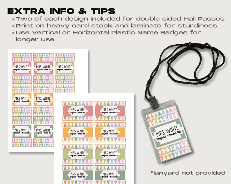 Printable Boho Teacher Hall Pass, Custom Editable Hall Passes for ...