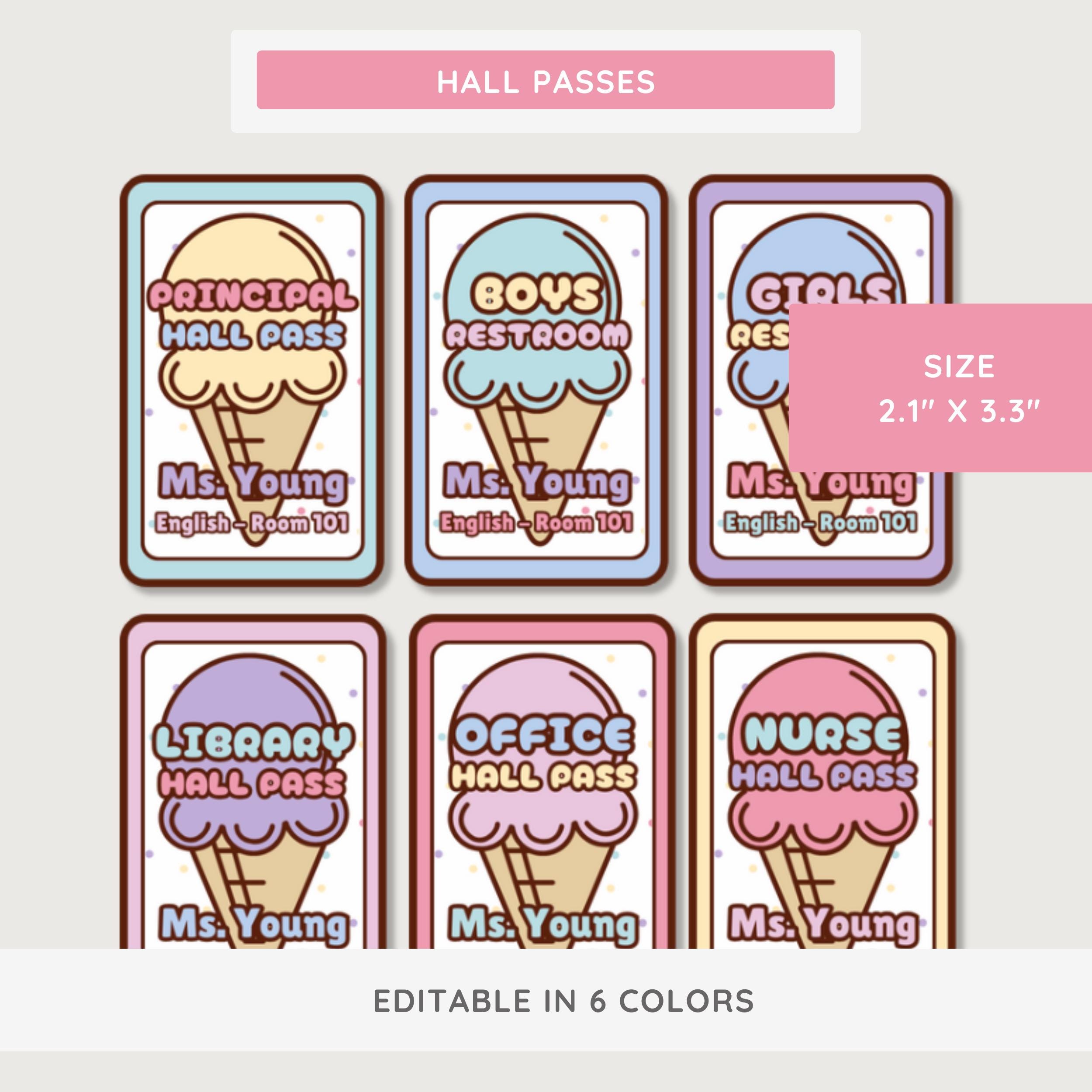 Classroom Hall Passes, Printable & Editable Hall Passes, Pastel ...