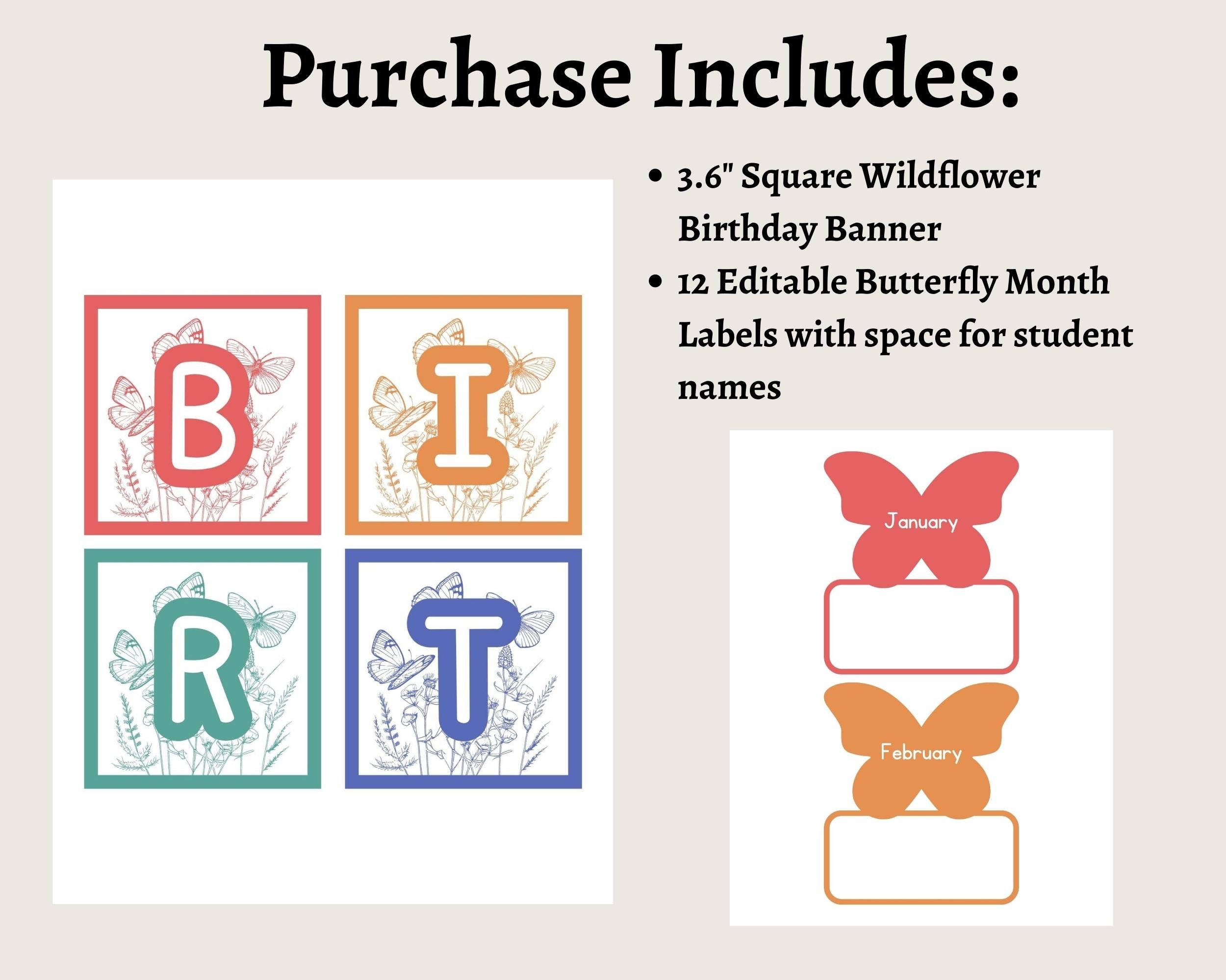 Rainbow Wildflower Birthday Bundle, Learning Decor, Editable Birthday ...