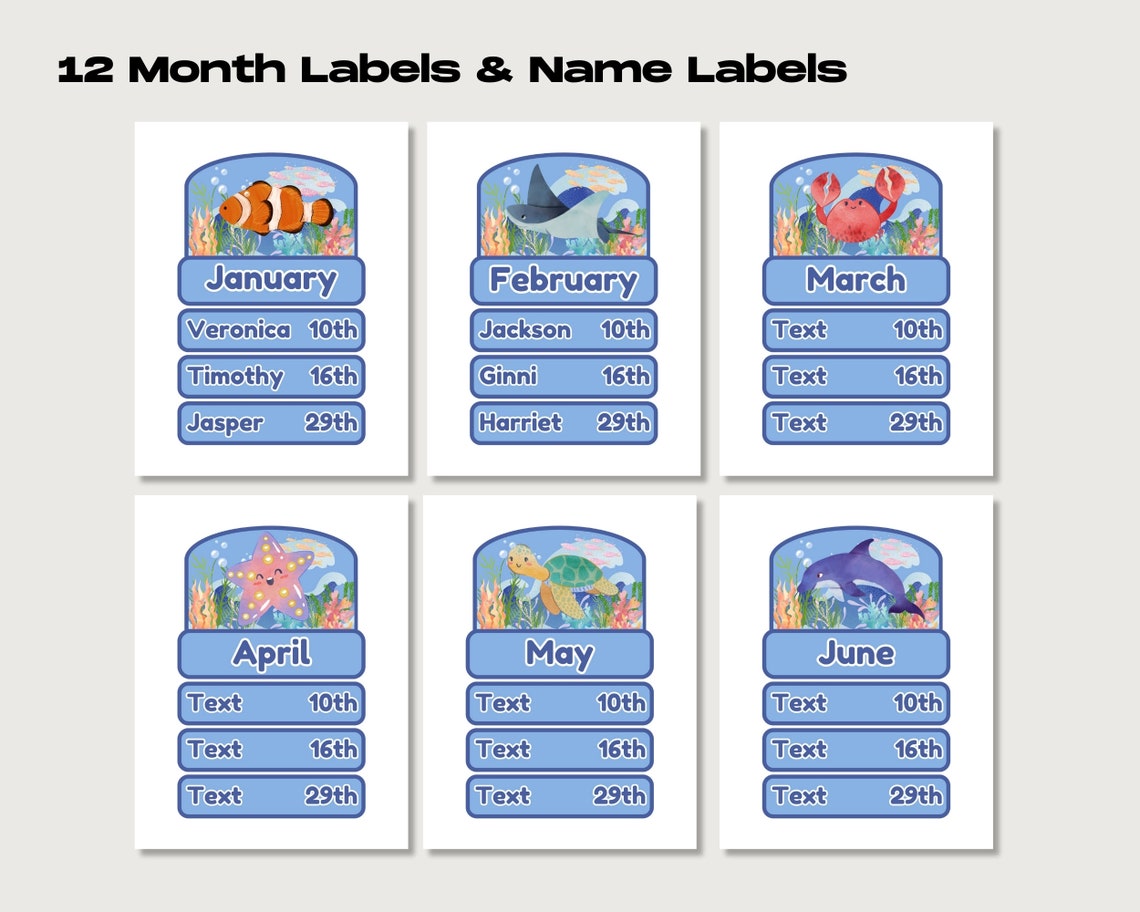 Ocean Theme Birthday Bundle, Printable & Editable Classroom Birthday ...