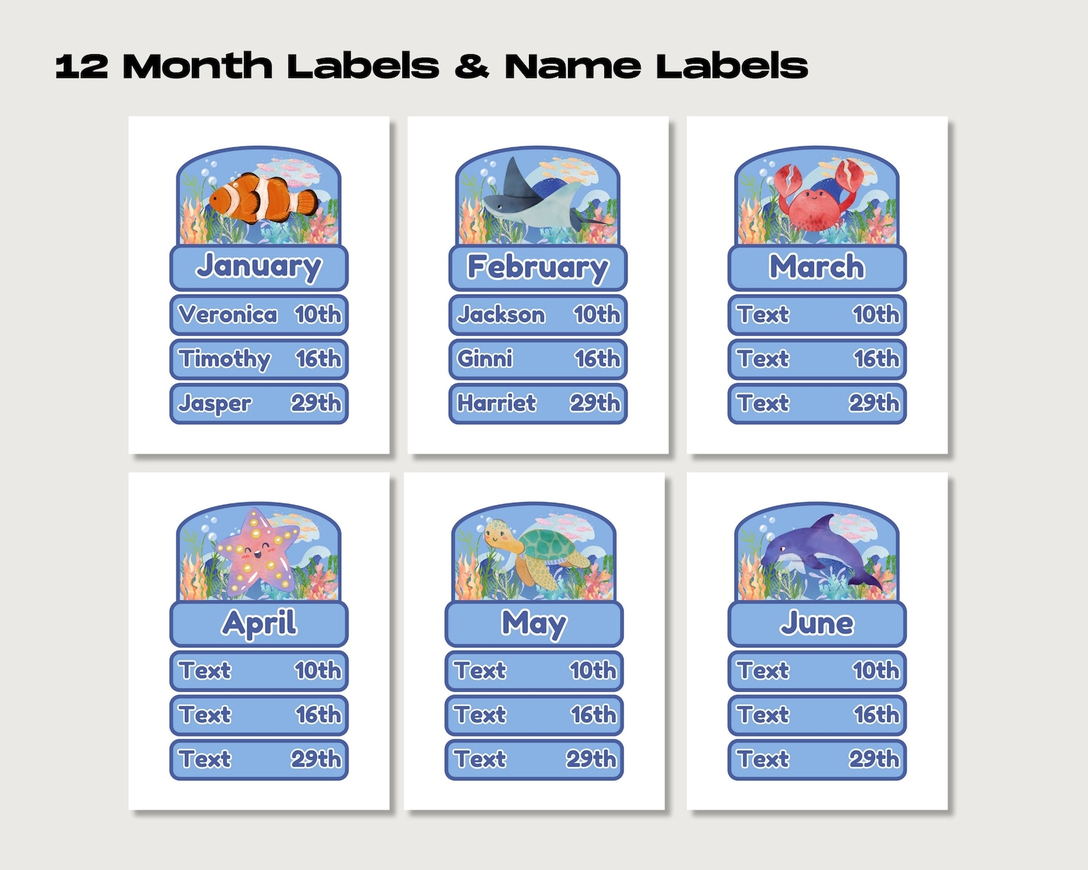 Ocean Theme Birthday Bundle, Printable & Editable Classroom Birthday ...