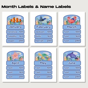 Ocean Theme Birthday Bundle, Printable & Editable Classroom Birthday ...