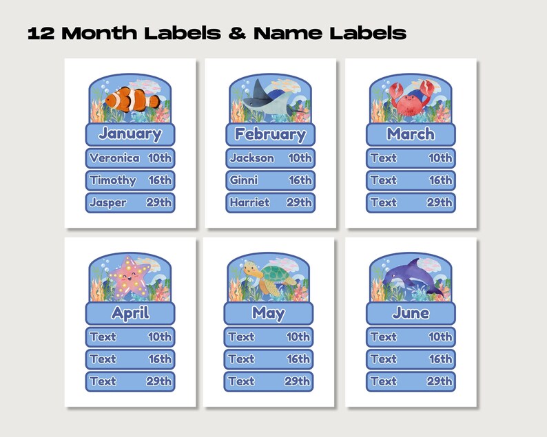 Ocean Theme Birthday Bundle, Printable & Editable Classroom Birthday ...