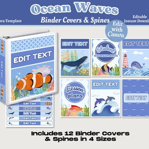 Ocean Theme Binder Covers and Spines, Printable & Editable Teacher ...