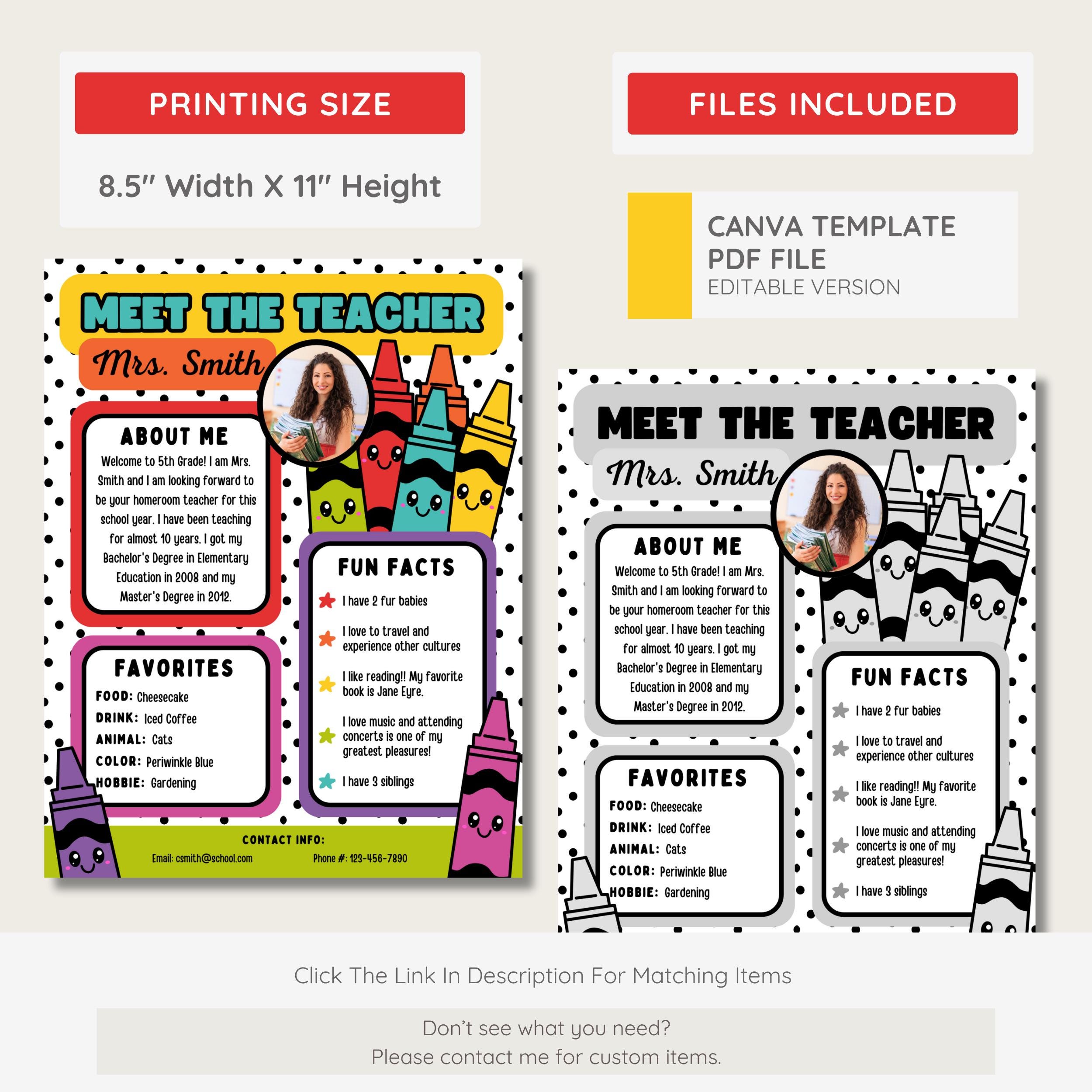 Rainbow Meet the Teacher Template: Editable Classroom Decor (canva) - Etsy