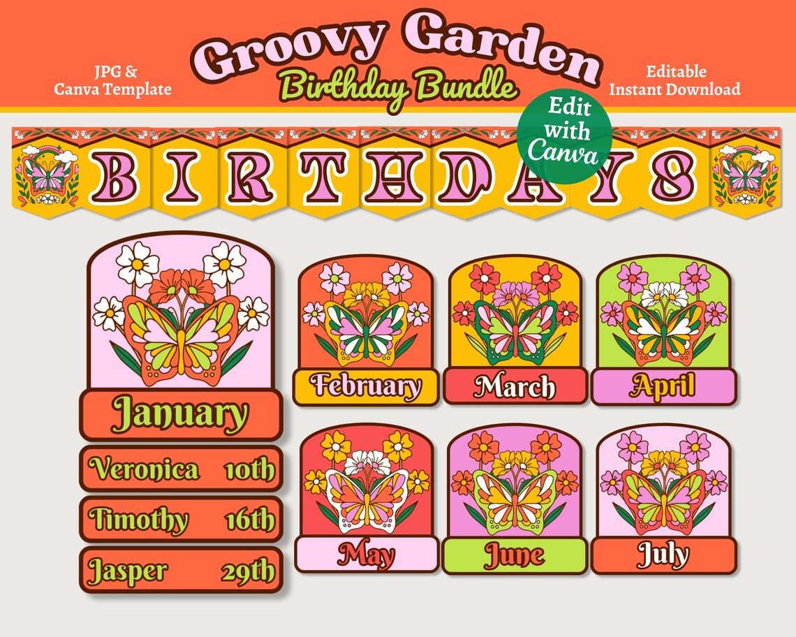 Classroom Birthday Display, Printable & Editable Birthdays Bulletin ...