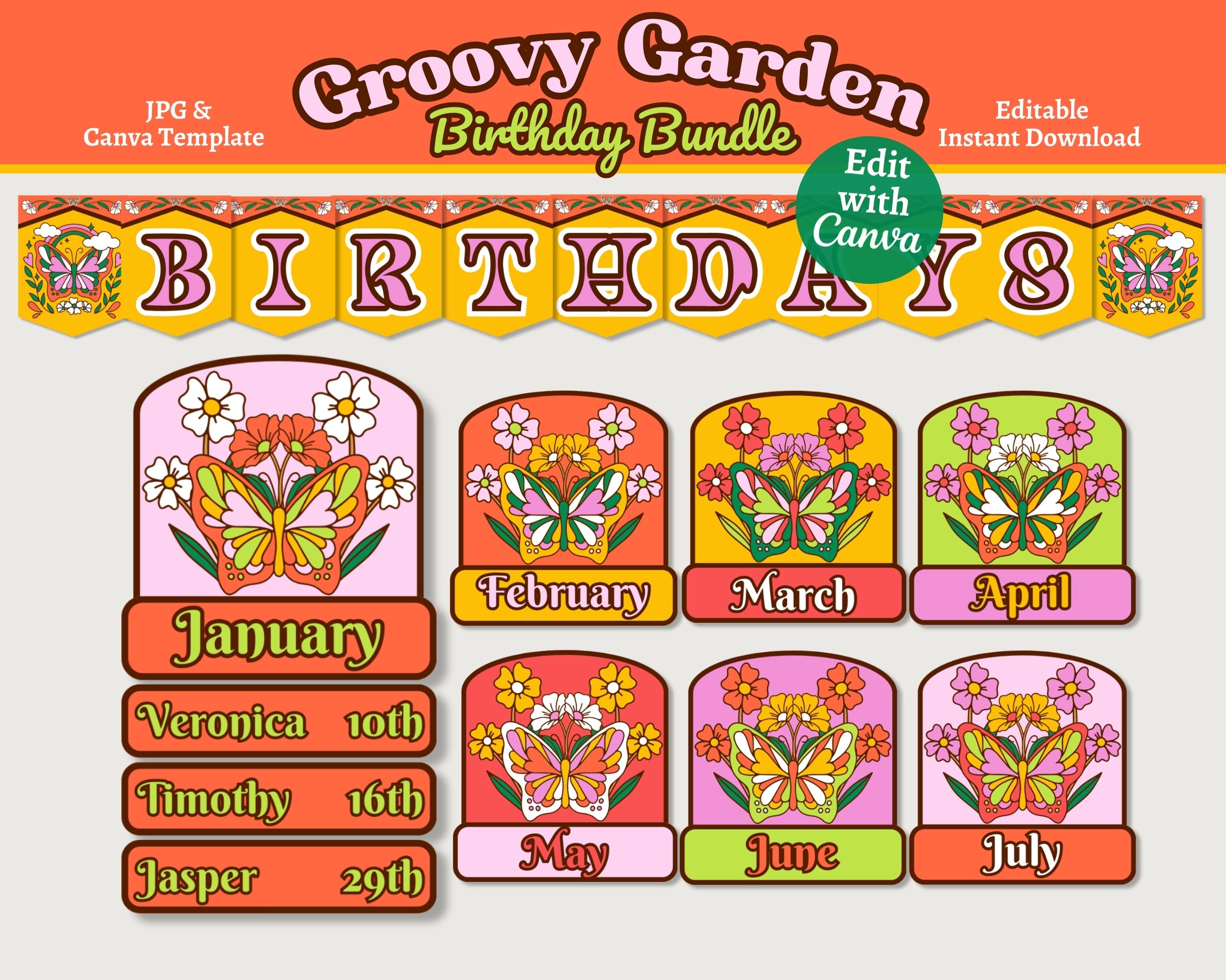 Classroom Birthday Display, Printable & Editable Birthdays Bulletin ...