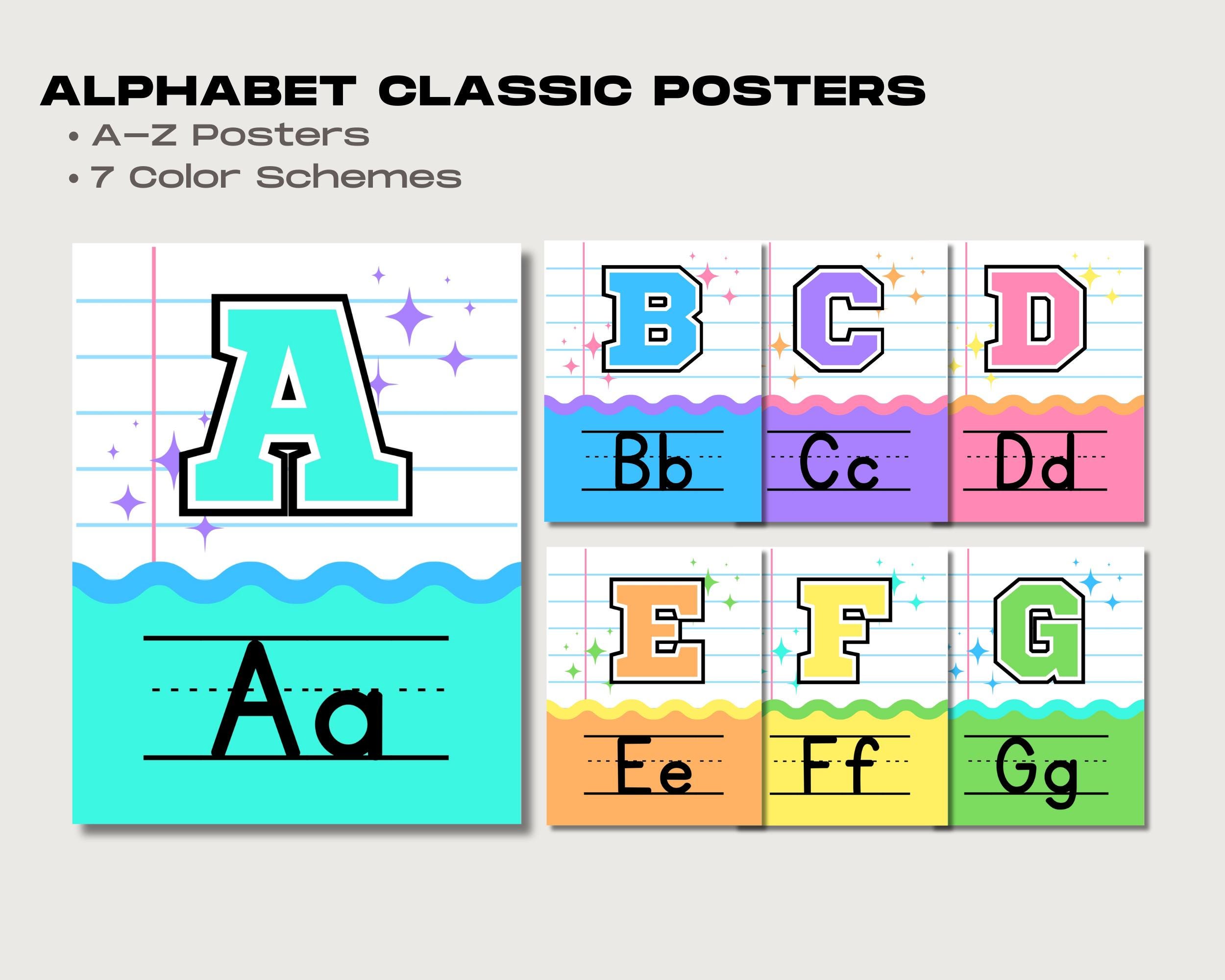 Pastel Alphabet Posters: A-Z Cursive, School Decor (canva Template ...