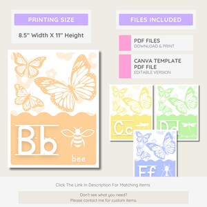 Pastel Butterfly Alphabet Posters, A-Z Cursive Printable & Editable ...