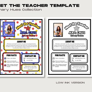 Primary Hues Meet the Teacher, Printable & Editable Classroom ...