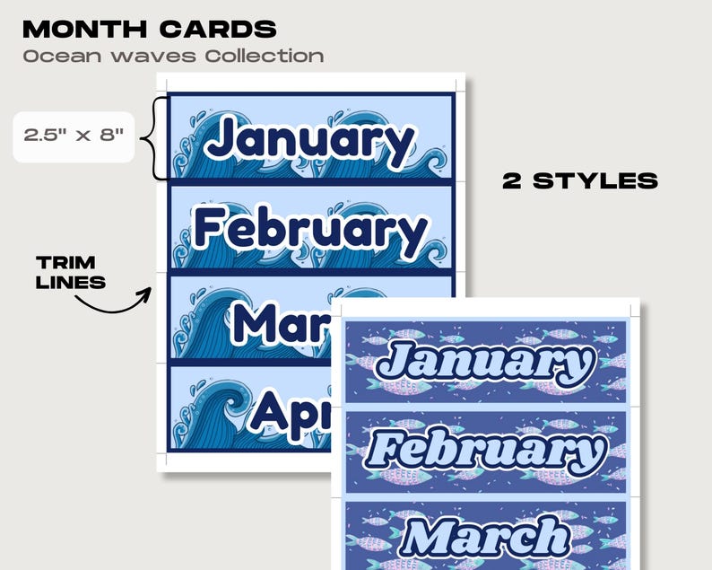 Ocean Theme Flip Calendar, Printable & Editable Flip Calendar ...