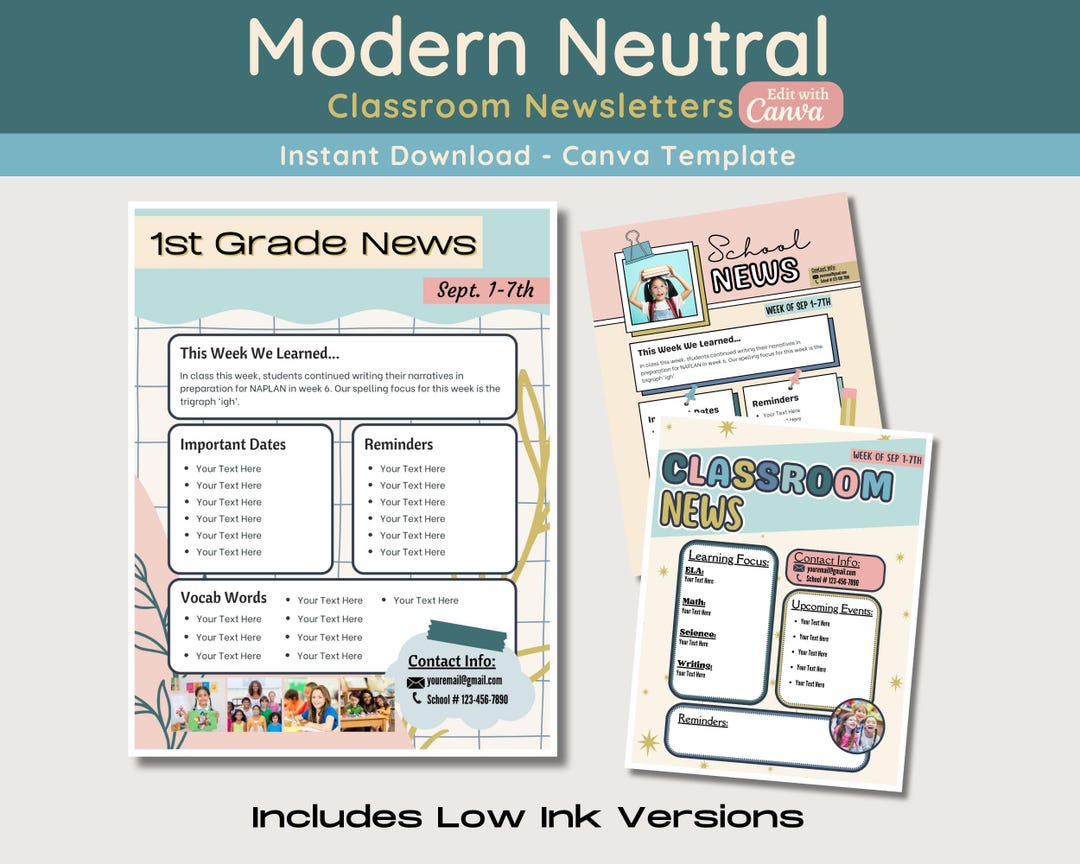 Classroom Newsletter Template, Printable & Editable Boho Teacher ...