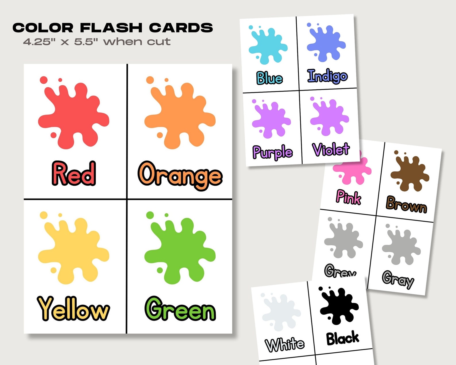 Bright Rainbow Color Posters, Color Flash Cards, Editable Color Posters ...