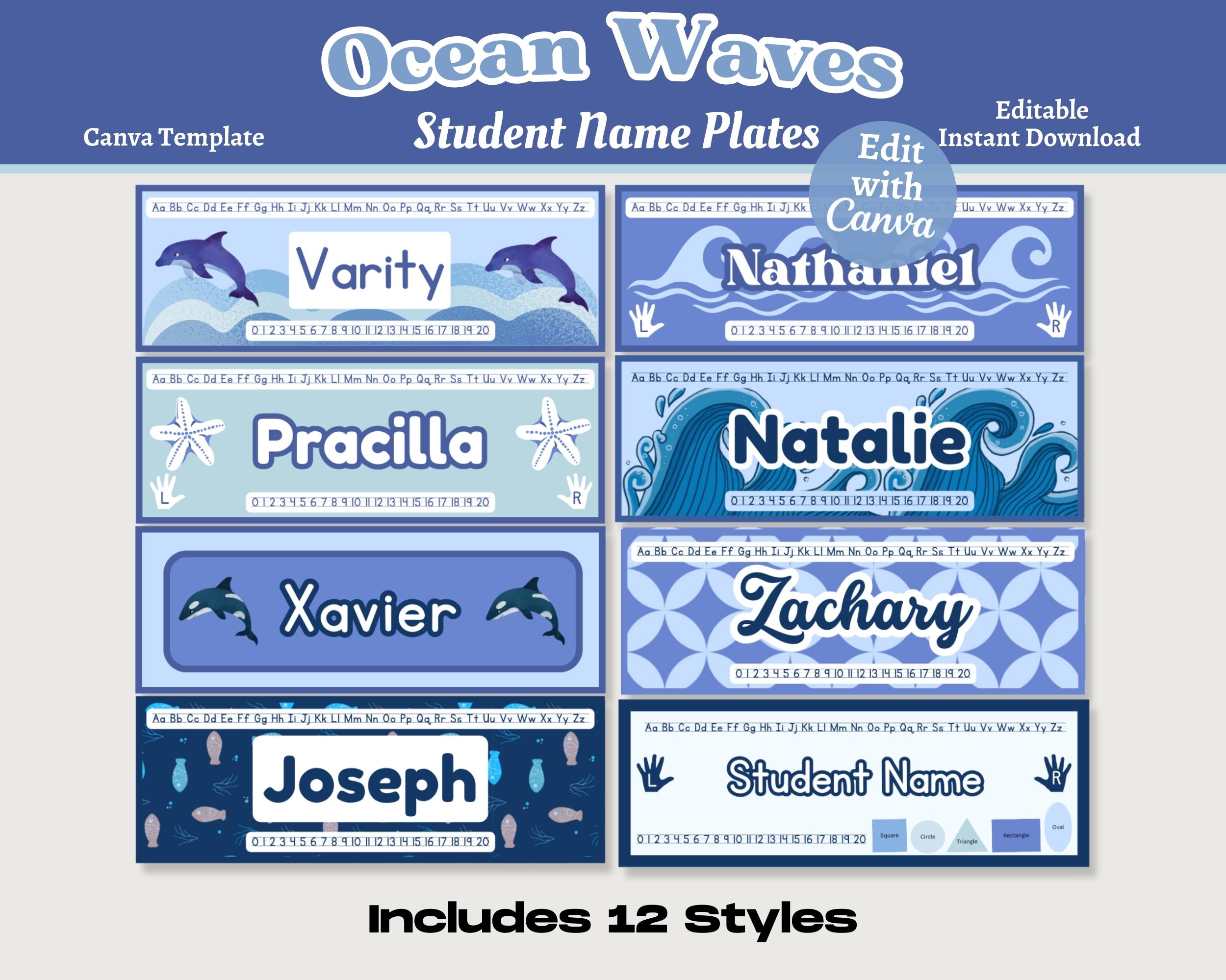 Ocean Theme Student Name Plates, Printable & Editable Classroom Desk ...