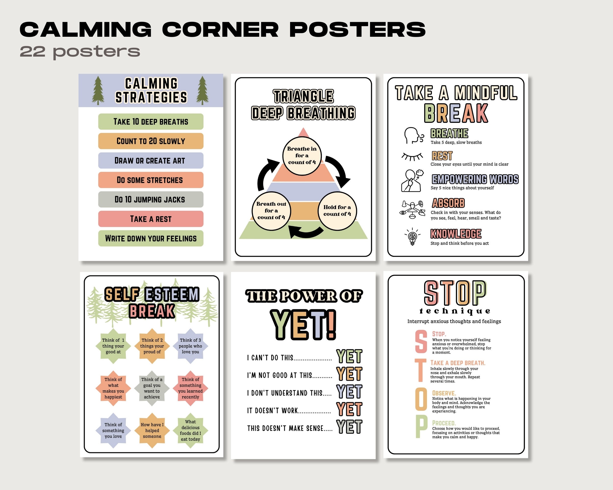 Calming Corner, Printable & Editable Calming Posters, Breathing ...