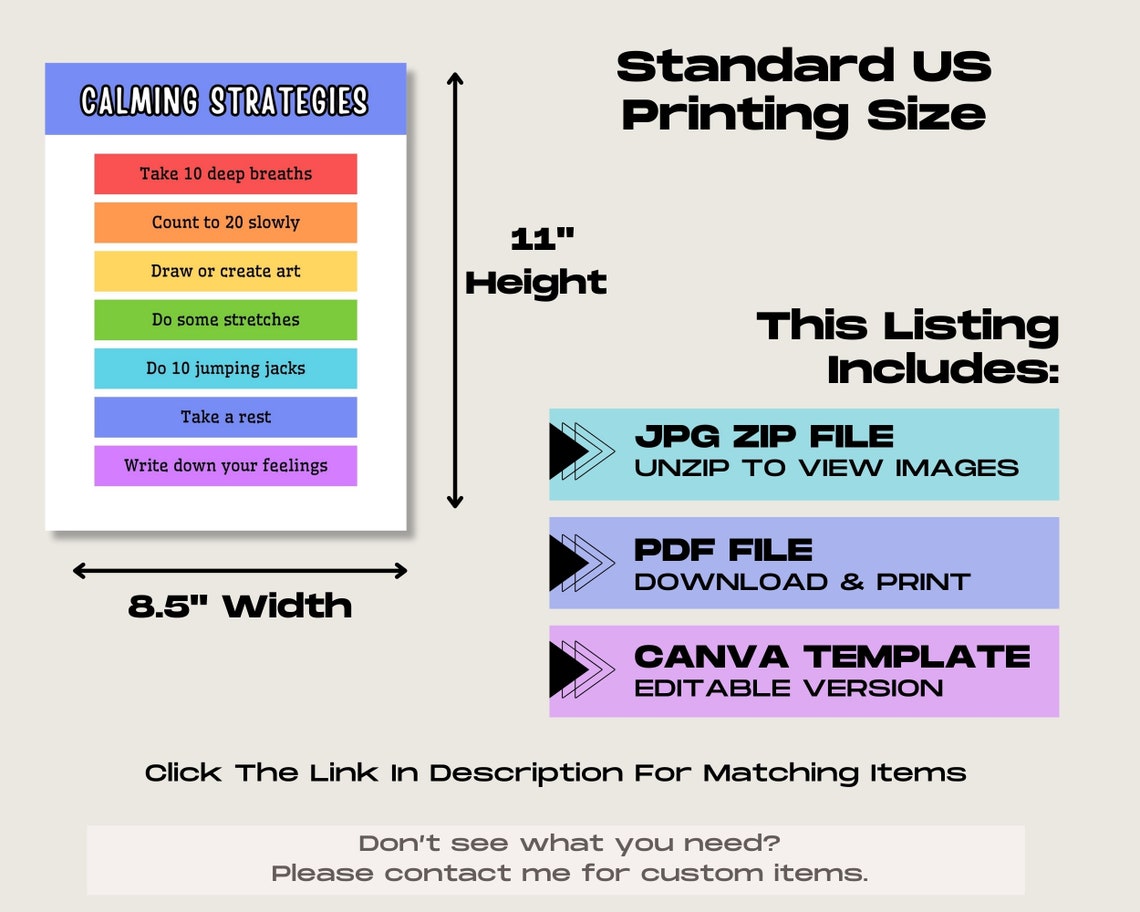 Bright Rainbow Calming Corner Printable Posters, Editable Teacher ...