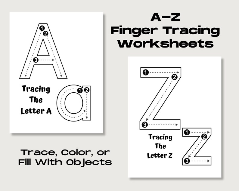 ABC Tracing and Writing Worksheets, ABC Finger Tracing Printable, Pre-k ...