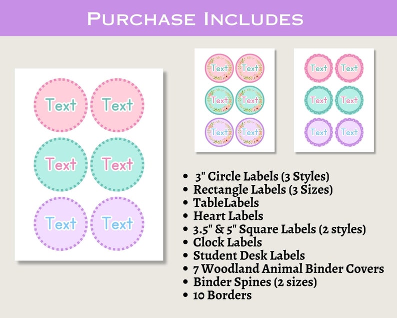 Woodland Animals Labels and Borders Bundle, Editable Printable ...