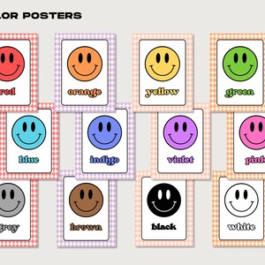 Retro Color Posters, Editable Happy Color Prints, Basic Color Printable ...