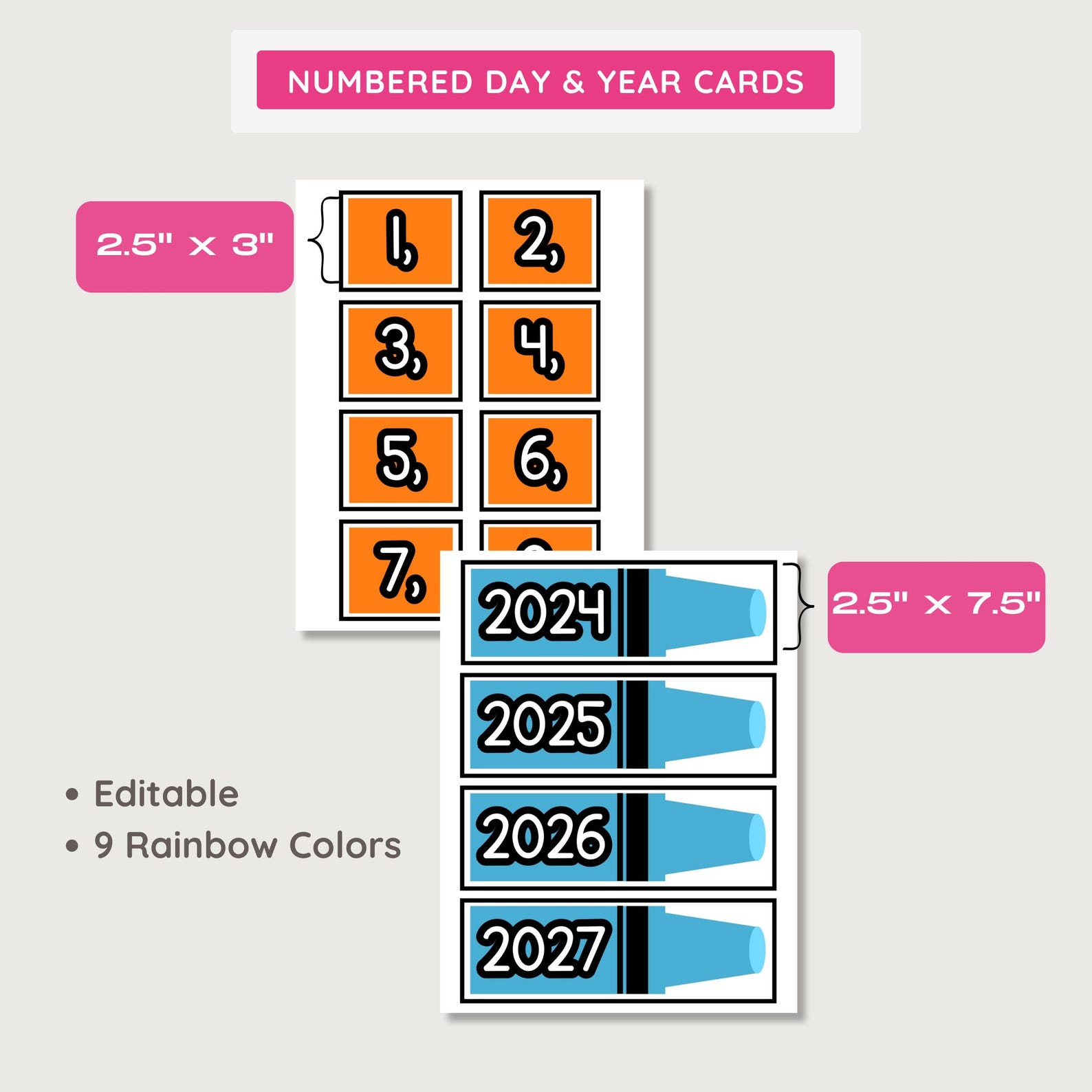 Rainbow Crayon Flip Calendar: Printable Classroom Decor (canva Template ...