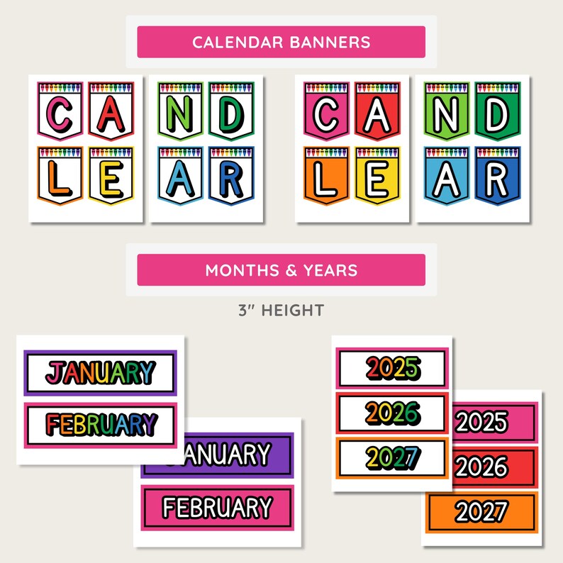 Rainbow Crayon Classroom Calendar Bundle: Printable Teacher Resources ...