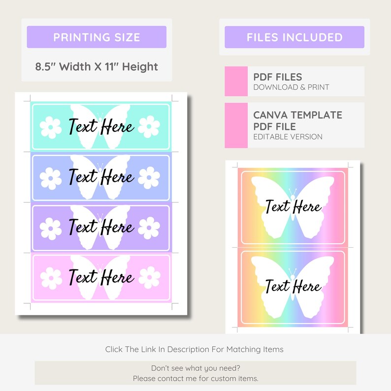 Butterfly Pastel Classroom Labels: Editable Storage Decor (PDF, Canva ...