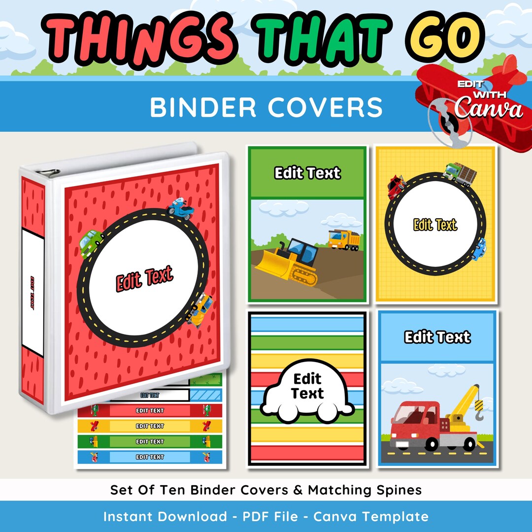 Transportation Binder Covers & Spines: Vehicle Classroom Decor Theme ...