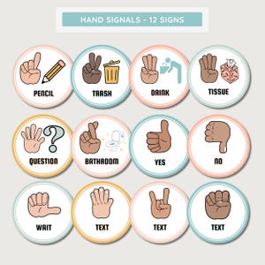 Calm Modern Classroom Hand Signal Posters: Teacher Canva Template ...