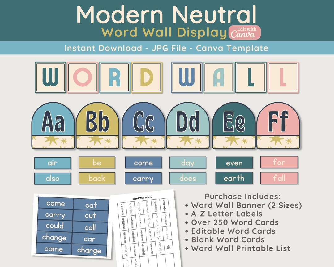 Classroom Word Wall Display, Printable & Editable Classroom Sight Words ...
