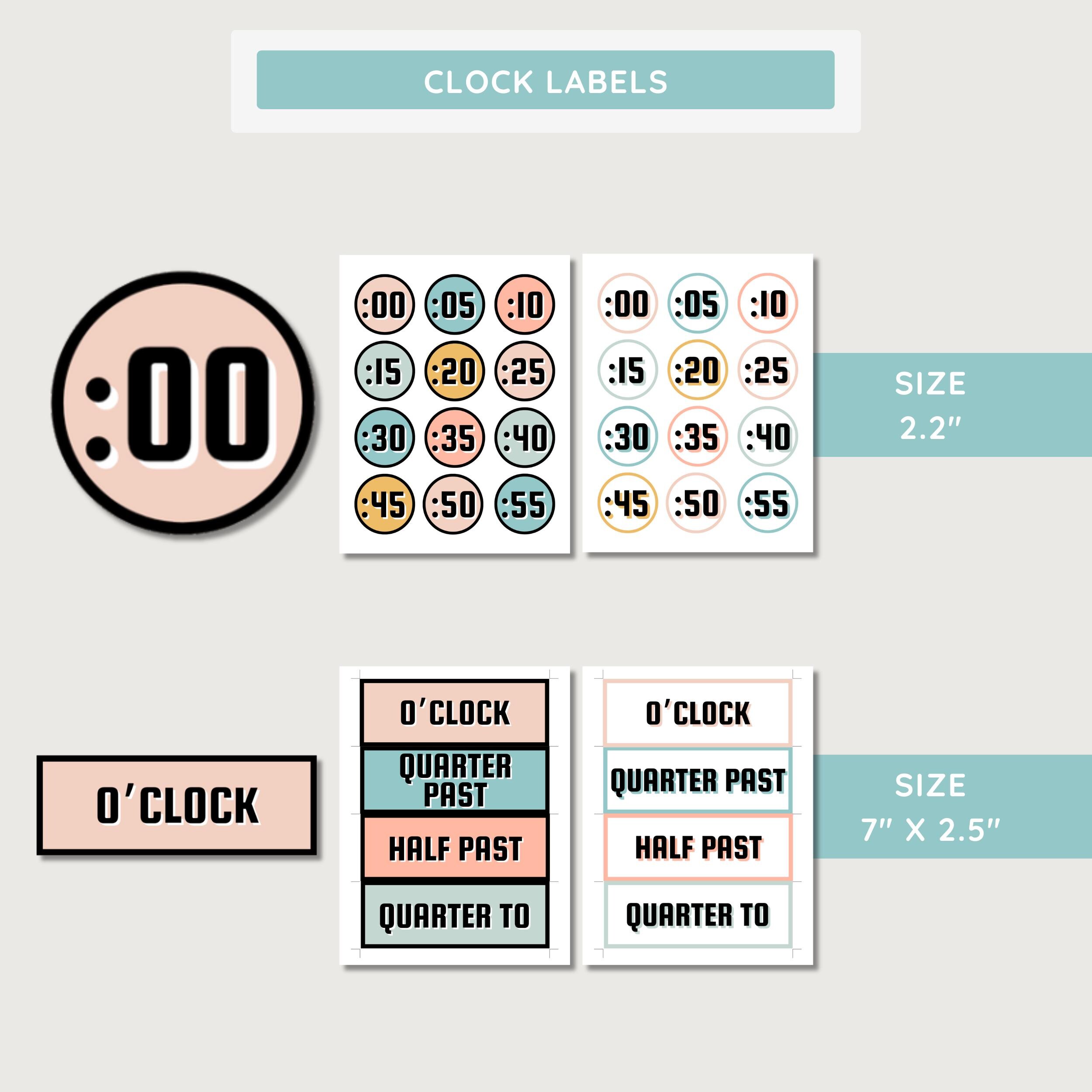 Calm Modern Classroom Clock Labels, Printable & Editable Right Left ...