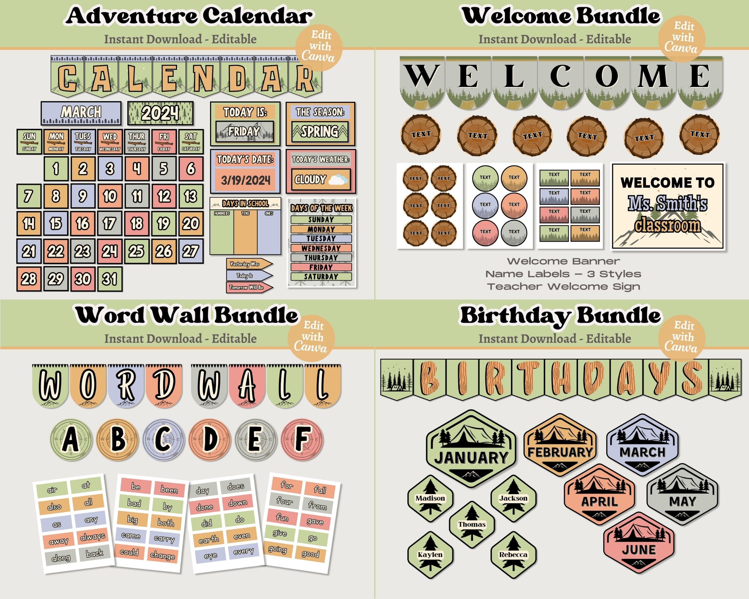 Adventure Classroom Decor Bundle: Printable Posters & Labels (canva ...