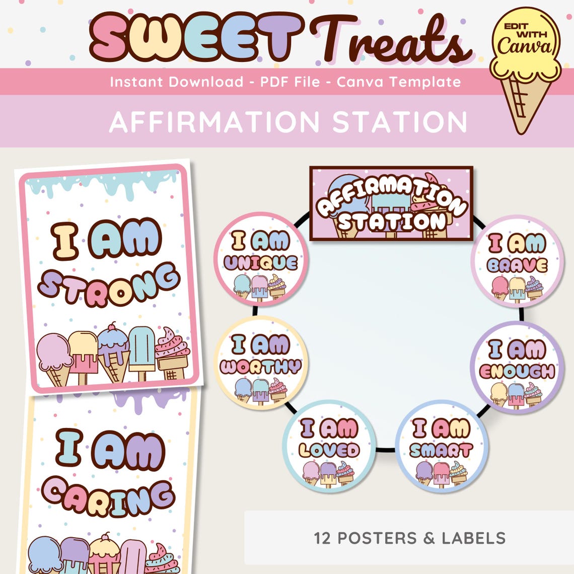 Classroom Affirmation Station: Pastel Posters & Labels (canva Template ...