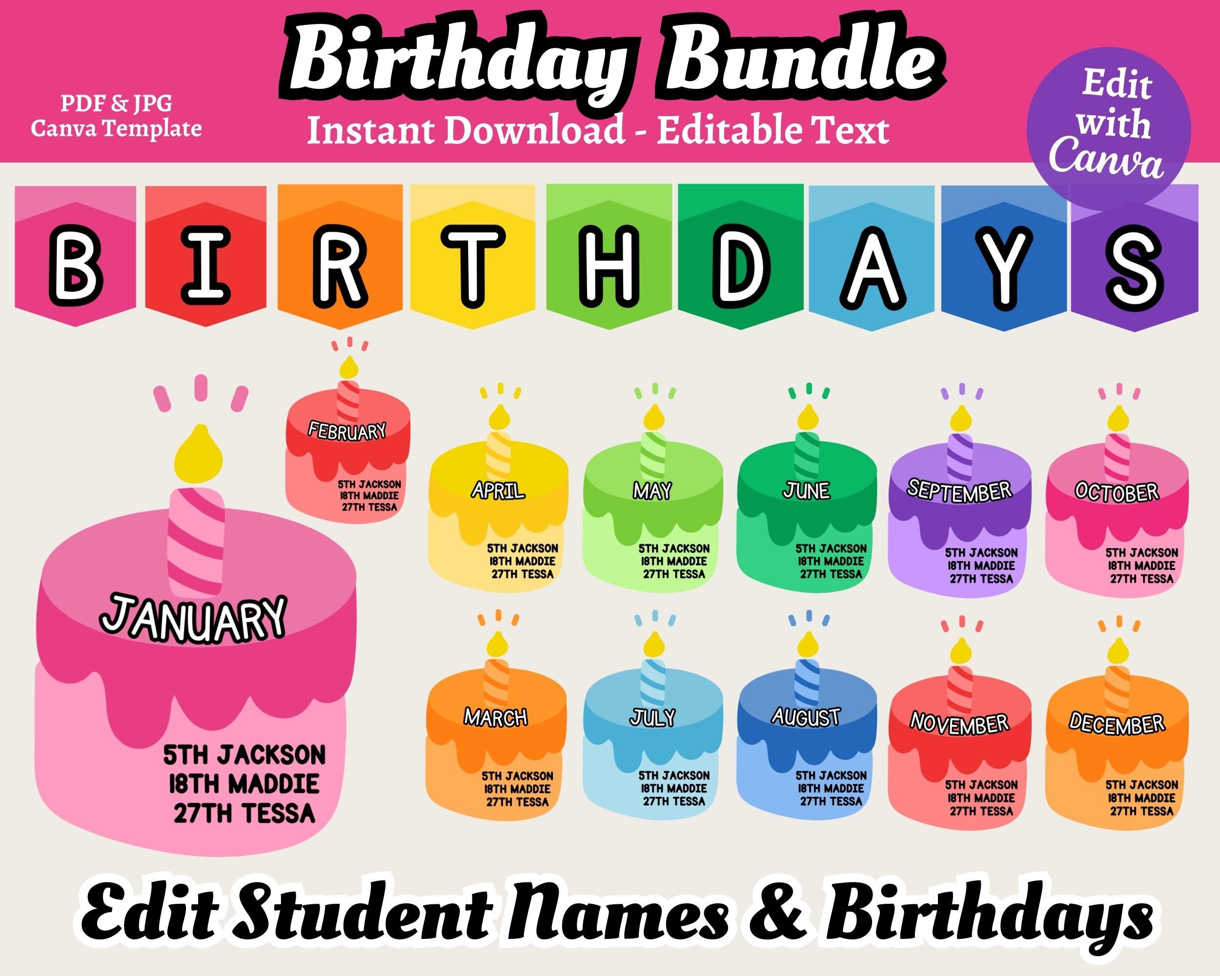 Rainbow Crayons Birthday Bundle, Editable Classroom Decor, Canva ...