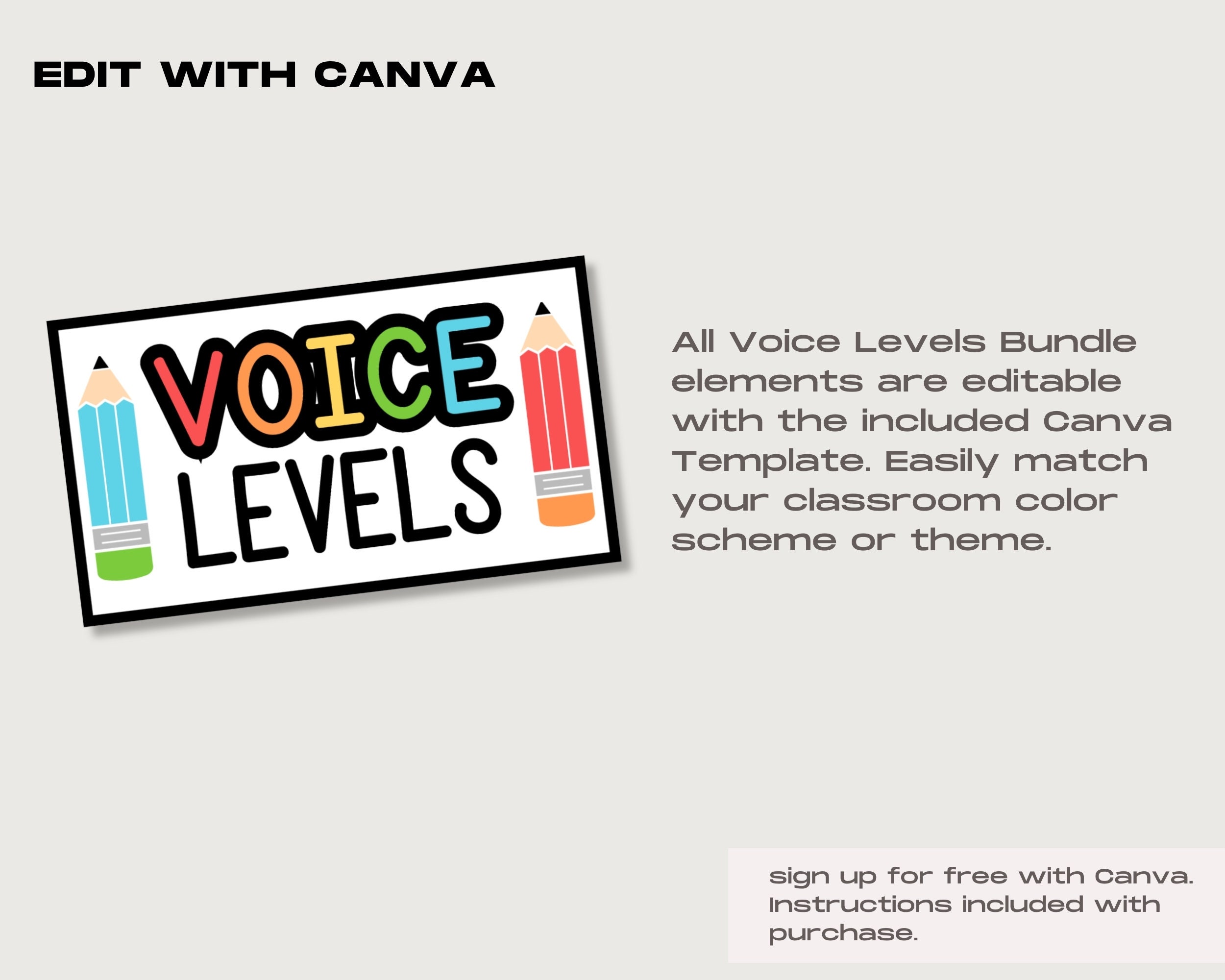 Bright Rainbow Voice Levels Printable Posters, Editable Classroom Noise ...