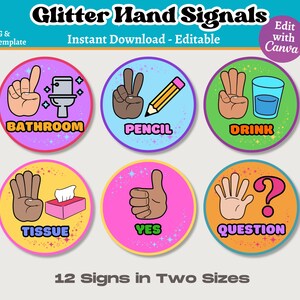 Hand Signal Classroom Signs, Printable & Editable Hand Signal Posters ...
