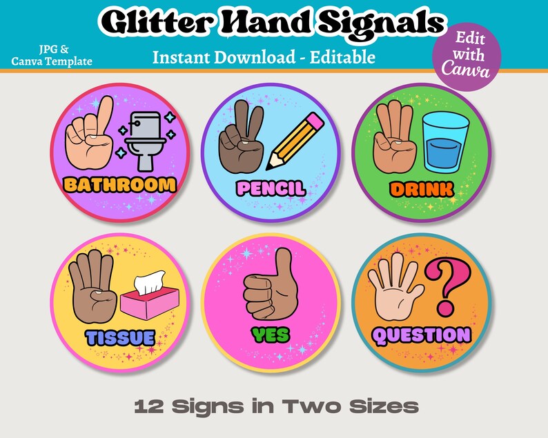 Hand Signal Classroom Signs, Printable & Editable Hand Signal Posters ...