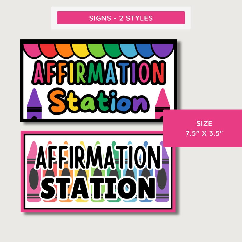 Rainbow Crayon Affirmation Station Kit: Editable Classroom Decor (canva ...